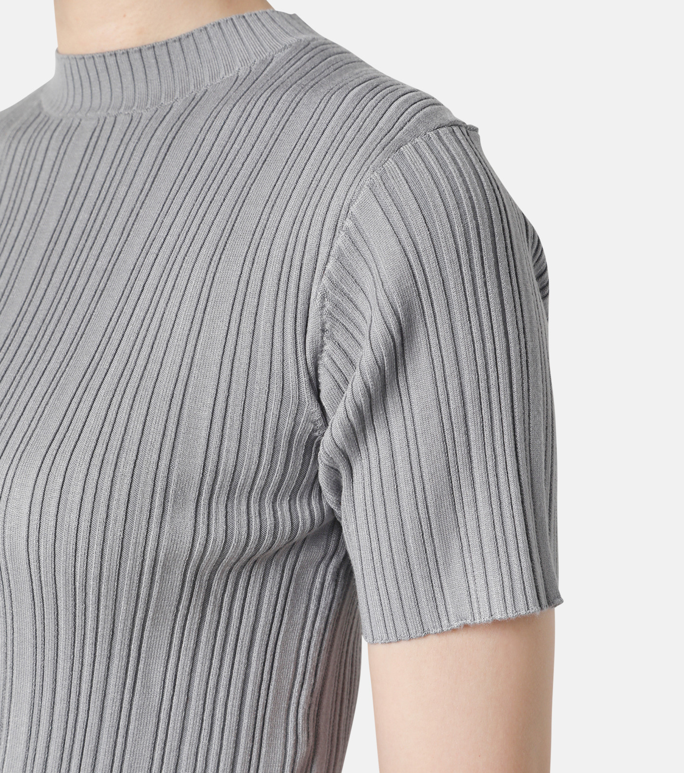 ル シェル ブルー - LE CIEL BLEU | Back Slit Rib Knit-Gray-36の通販 | RESTIR リステア