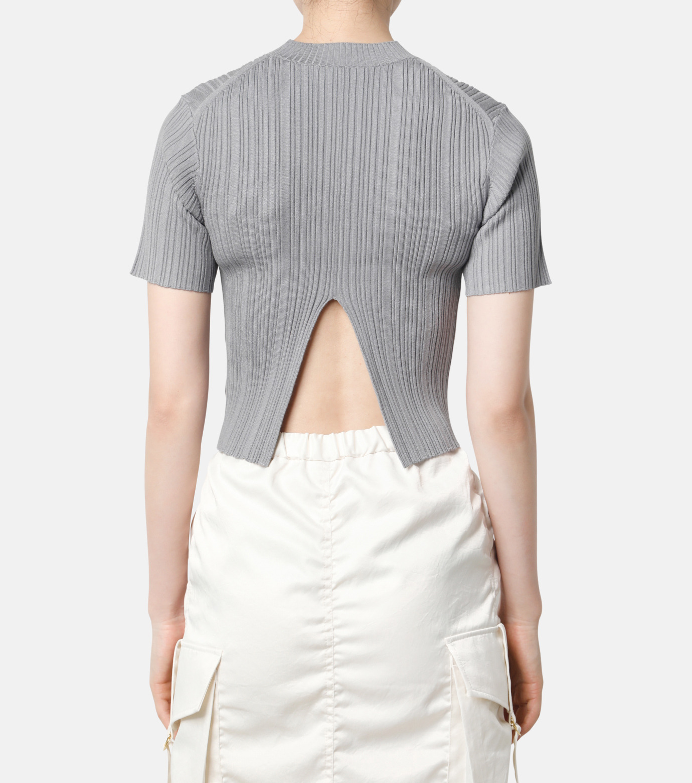 ル シェル ブルー - LE CIEL BLEU | Back Slit Rib Knit-Gray-36の通販 | RESTIR リステア