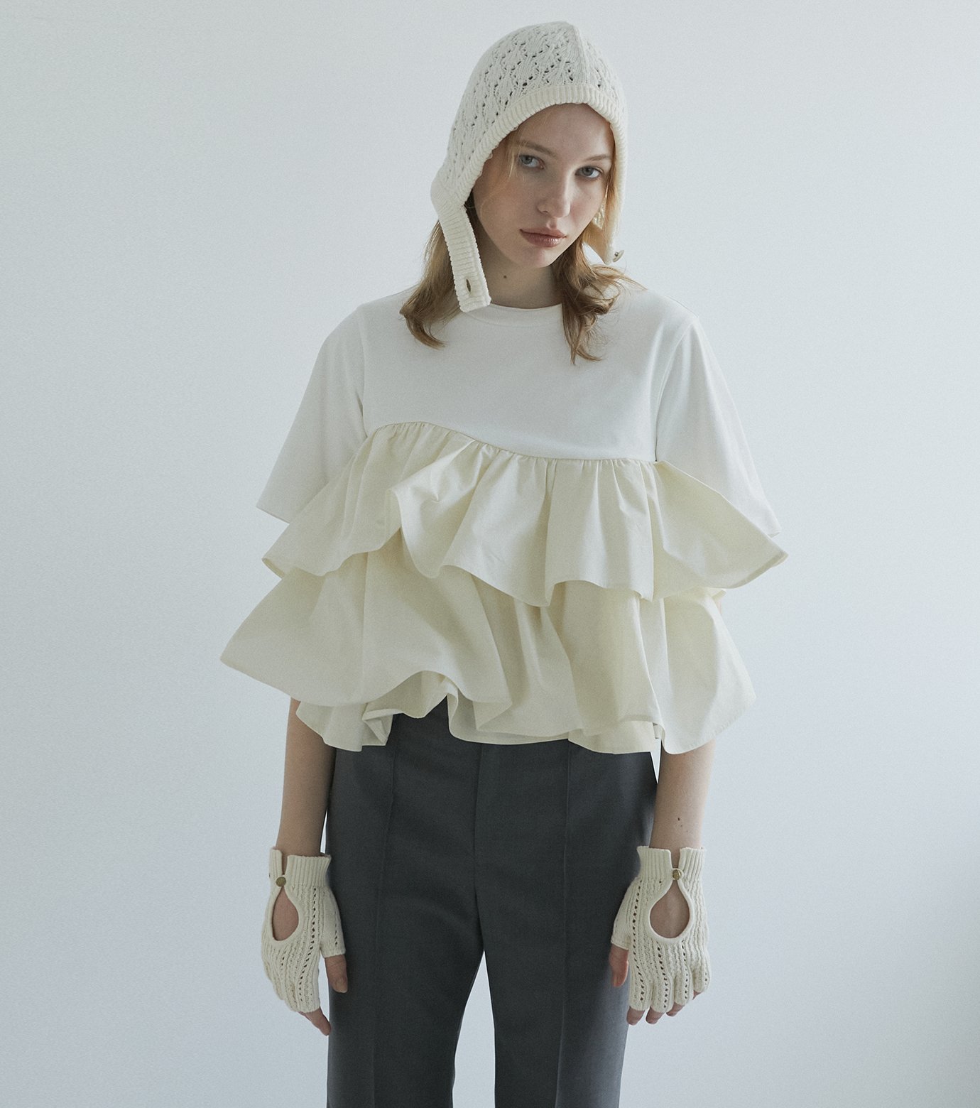 ル シェル ブルー - LE CIEL BLEU | Short Ruffle Cut Tops-Off | RESTIR リステア