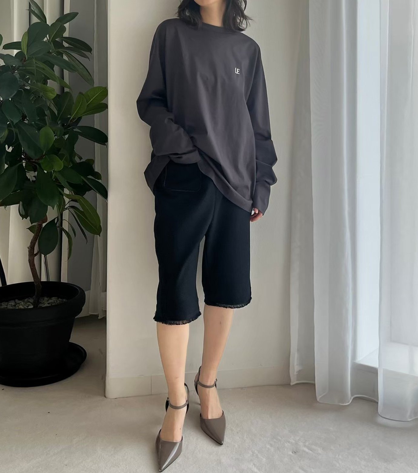 ル シェル ブルー - LE CIEL BLEU | Tweed Capri Pants-Black-34の通販 | RESTIR リステア